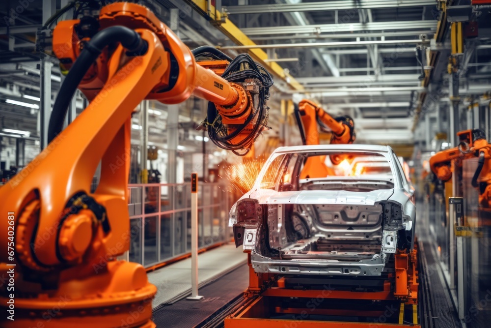 Automobile factory: Automated robot arm production line for high ...