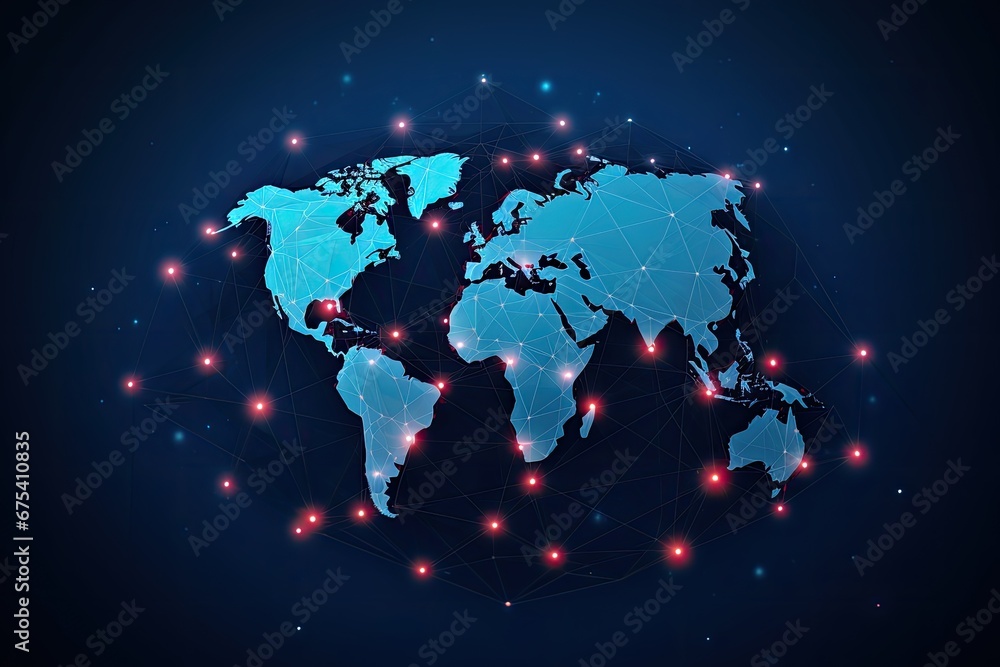 Global network connection concept. Polygonal world map. Vector ...