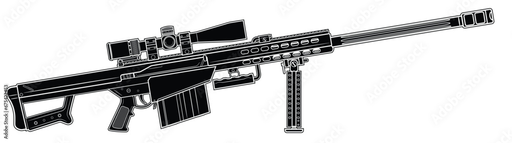 Vector illustration of the Barret M82 semi-automatic anti-materiel ...