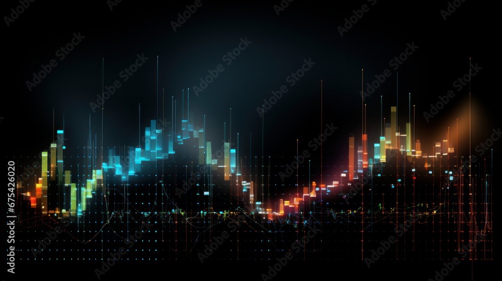 Graph, analytical chart on transparent background, in bokeh style ...