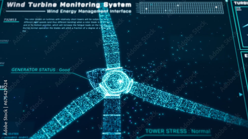 Futuristic wind turbine energy control center interface design, digital ...