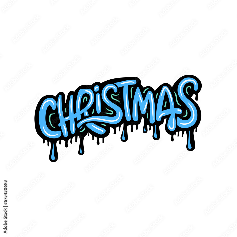 Merry Christmas Graffiti Lettering Typography Art Illustration Stock