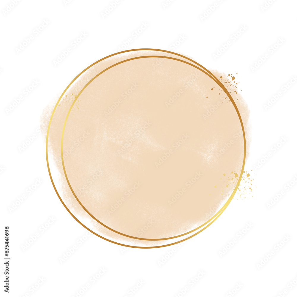 watercolor brush stroke splash with luxury golden square or circle ...