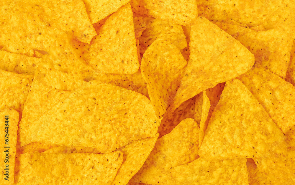 Nachos or tortilla chips texture background. Traditional Mexican food ...
