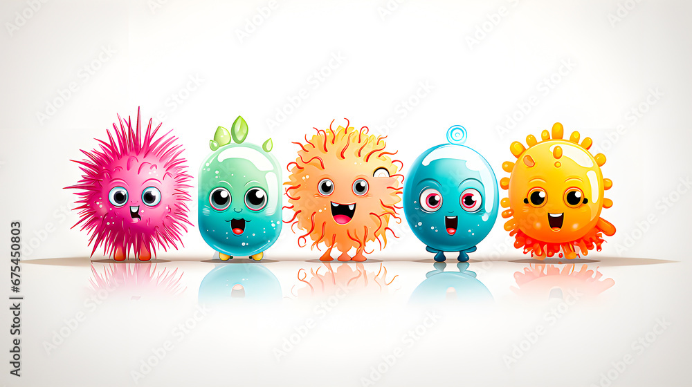Microbiota and Microbiome. Cartoon of microbes. Stock Illustration ...