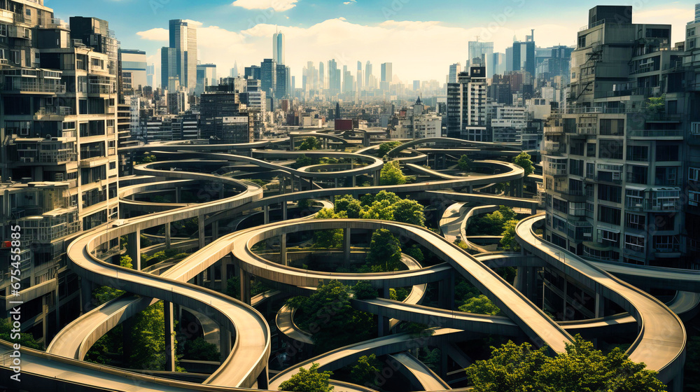 Enthralling view of labyrinthine city layouts, representing the ...