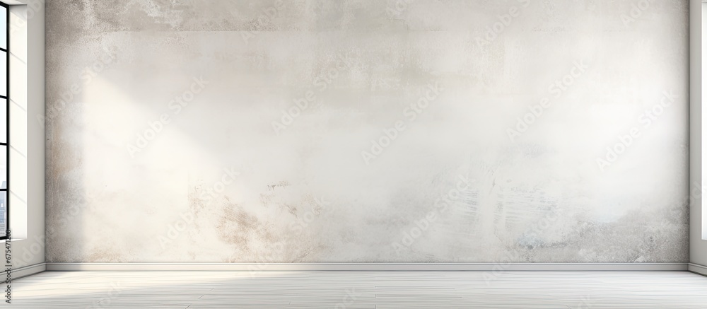The white interior wall seamlessly combines an abstract watercolor ...