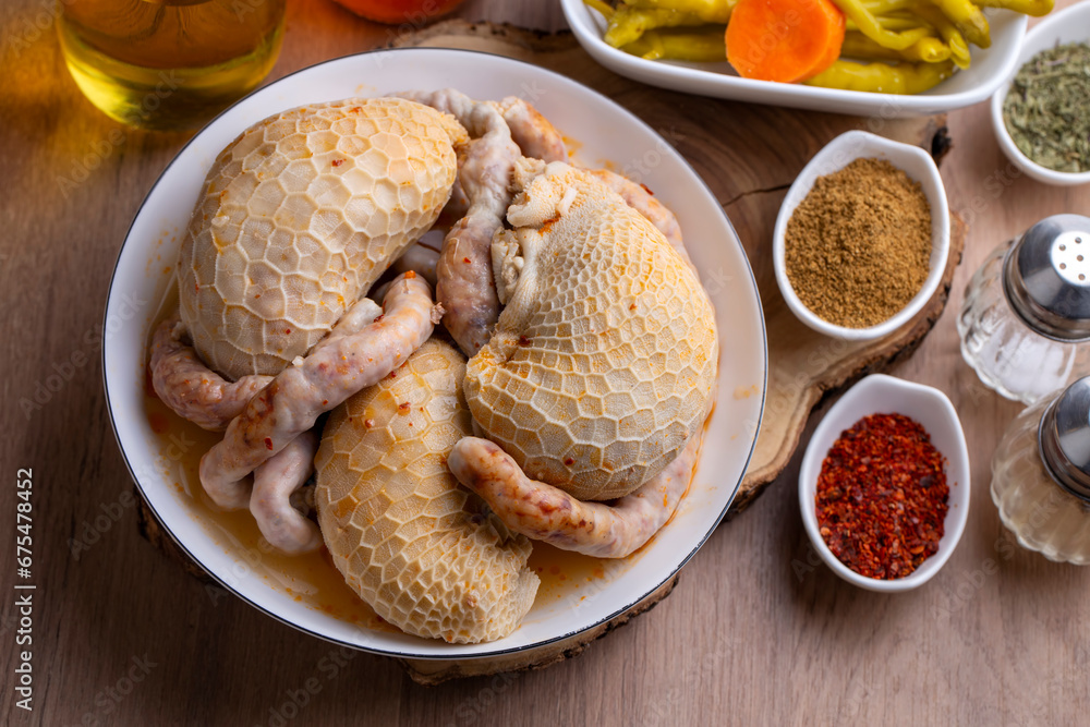 Traditional middle eastern food; stuffed offal, stuffed tripe. Stuffed ...