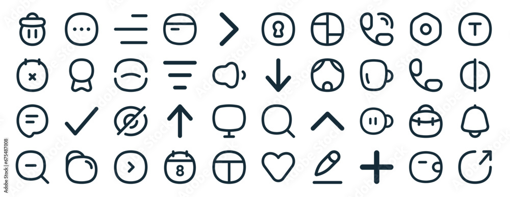 set of 40 outline web ui essential icons such as more, note, message ...