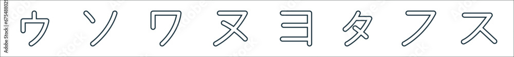 outline set of japanese alphabet line icons. linear vector icons such ...