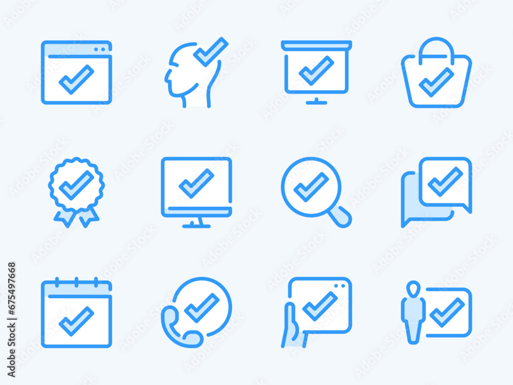 Checkmark and Acceptance vector line icons. Check Mark, Tick and ...