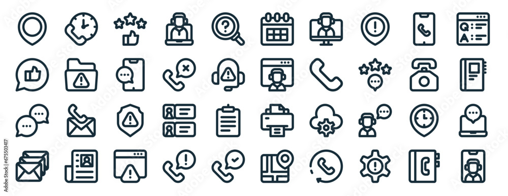 set of 40 outline web customer service icons such as time call, like ...