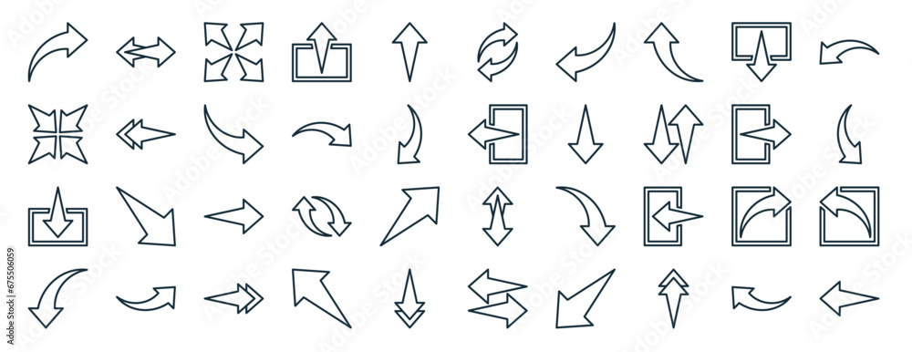 set of 40 outline web arrows icons such as double arrows, arrows, down ...