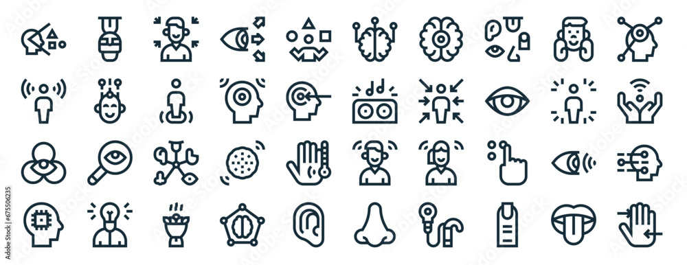 Vetor de set of 40 outline web sensorial icons such as taste, sensorial ...