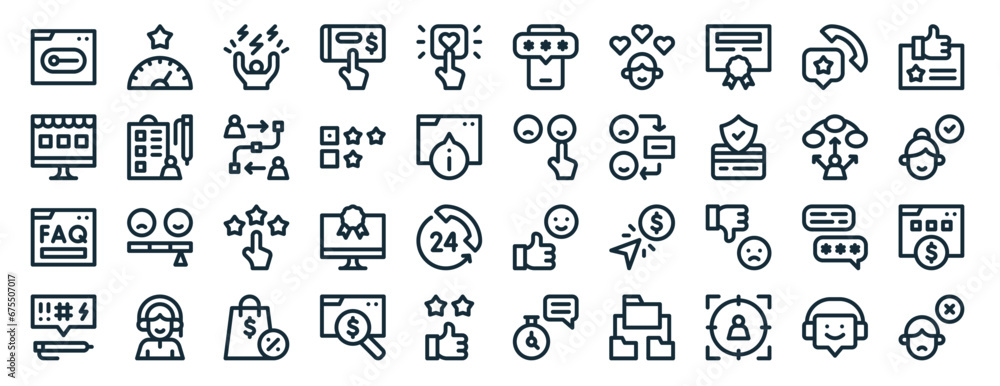 set of 40 outline web customer experience icons such as high speed ...