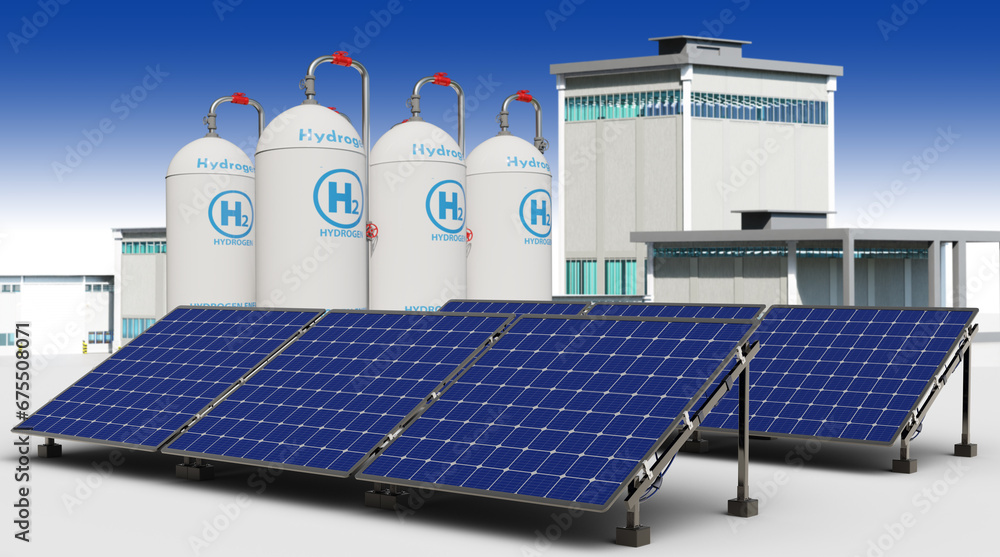 Energy enterprise. Solar panels. Hydrogen station. Eco energy. Power ...