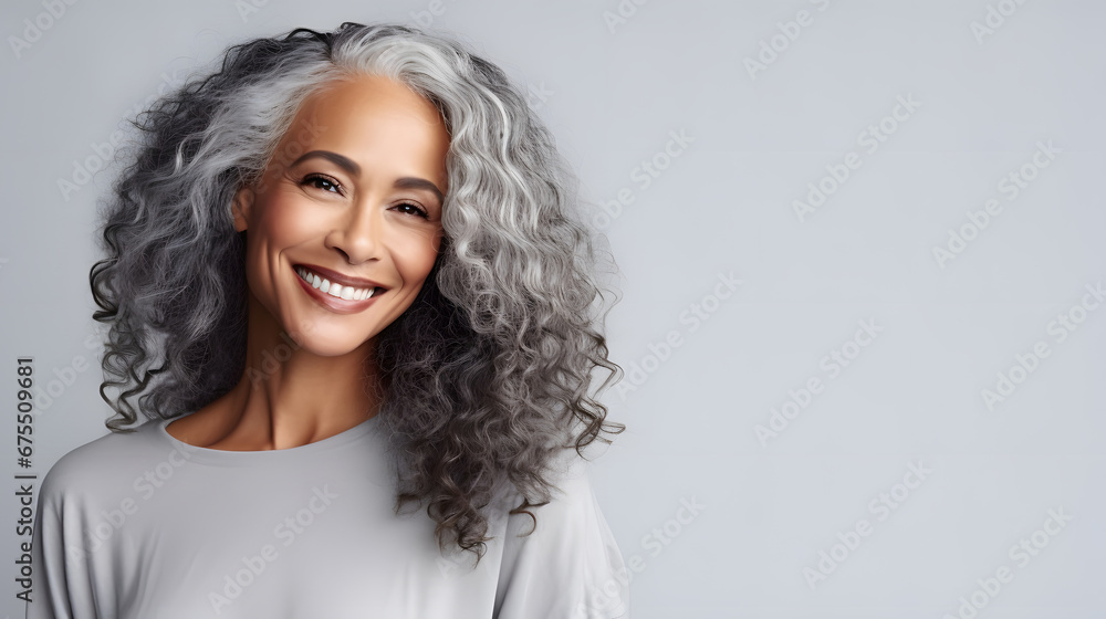 Beautiful black woman with smooth healthy face skin. Gorgeous aging ...