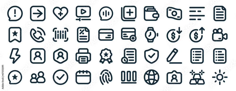 set of 40 outline web user interface icons such as next, favorite ...