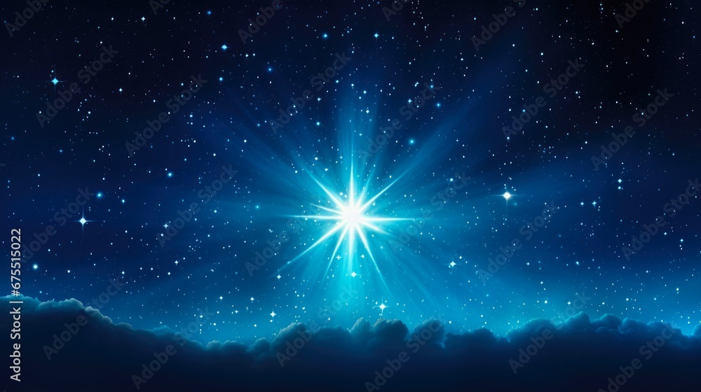 Manger Star. Beautiful Dark Blue Starry Sky with Bright Star. Bethlehem ...