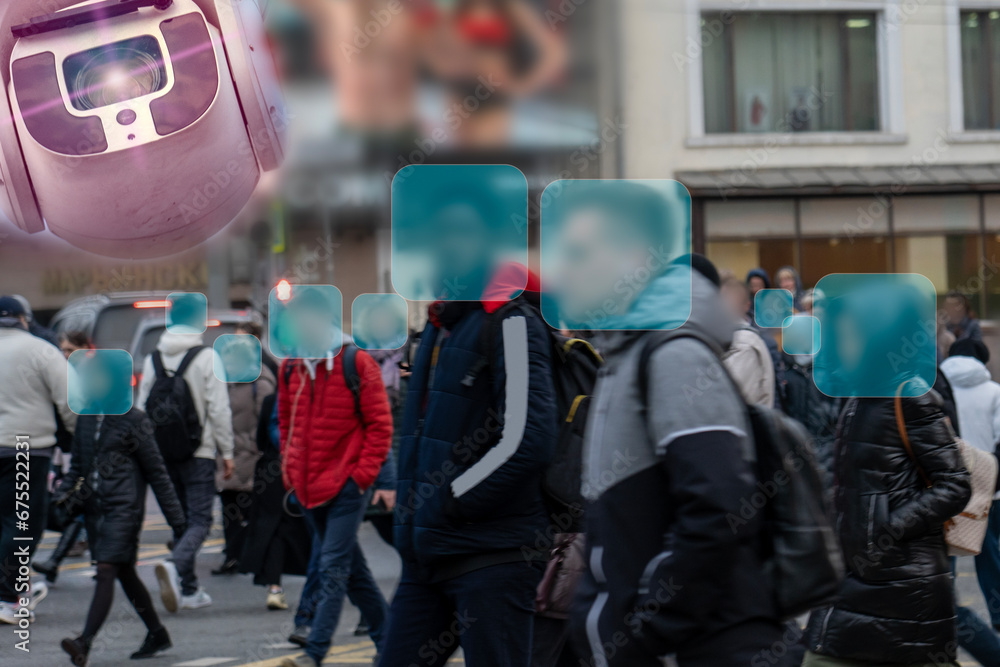 Artificial Intelligence Analyzing Crowd Of People Concept Infographic ...