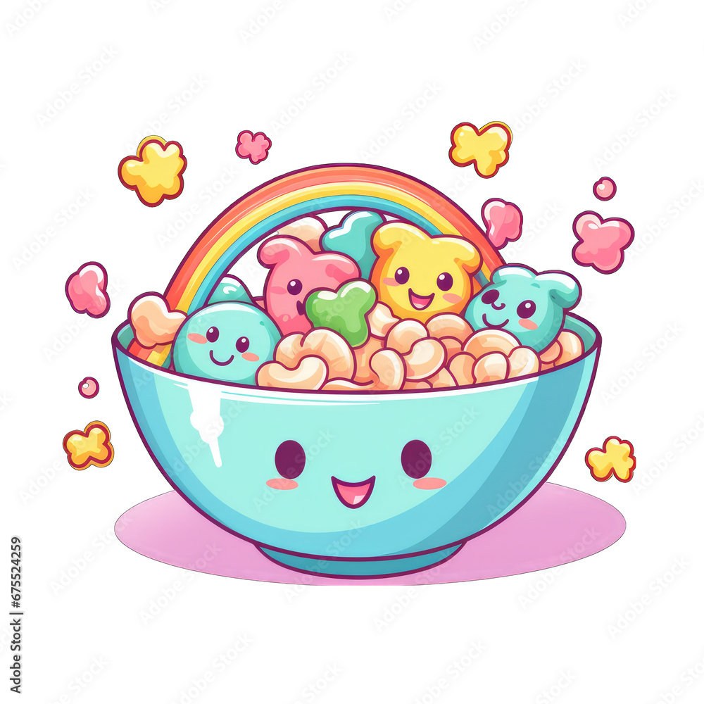 Kawaii cute St. Patrick's Day bowl of marshmallow charm breakfast ...