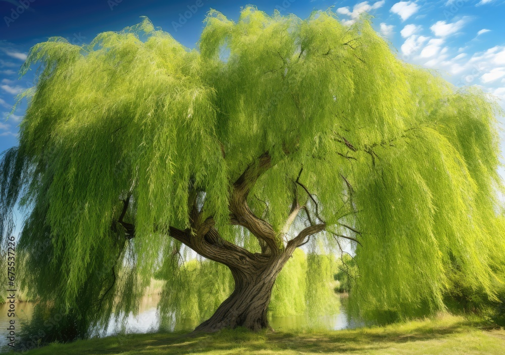 "Graceful Guardian: Behold the elegance of A Majestic Weeping Willow ...