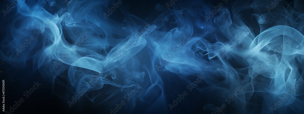 Smoke blue magic ground light cloud floor dark effect black background ...