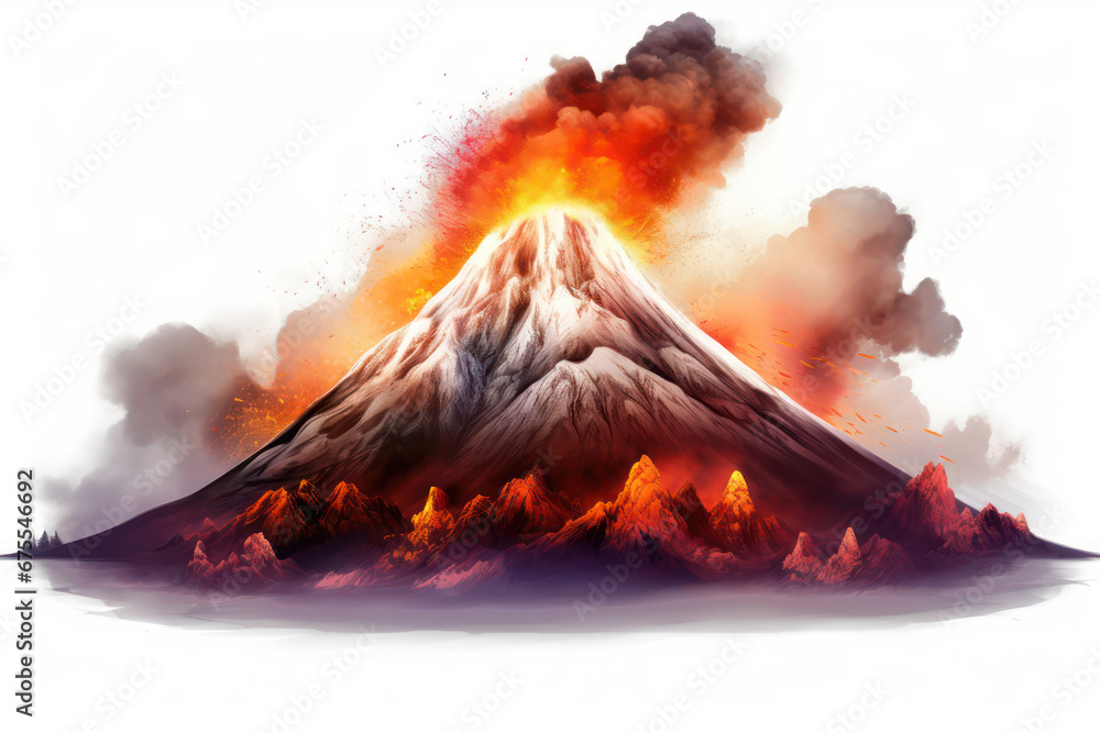 Volcano eruption isolated on transparent background, png file Stock ...