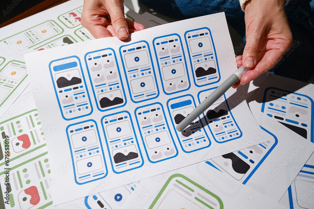 UX mobile application wireframe. Sketch, prototype, framework, layout ...