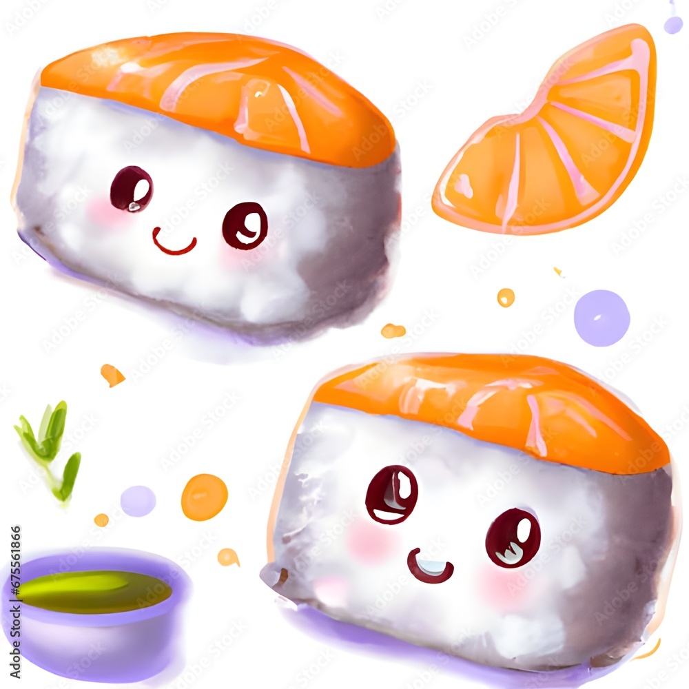 Cute Kawaii Sushi Illustration Sushi Art Sushi Cute Kawaii