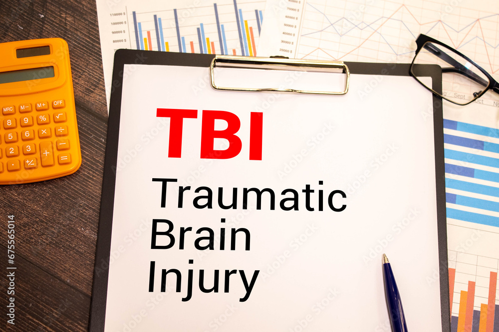 TBI traumatic brain injury symbol. Concept words TBI traumatic brain ...