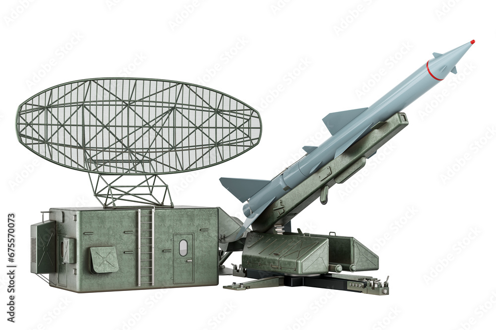 Missile Defence Systems. Anti aircraft defence system. 3D rendering ...