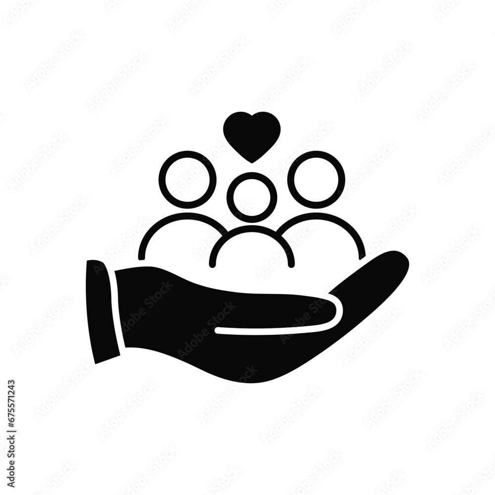 Family Icon. Family care icon. the hand is holding a family vector icon ...