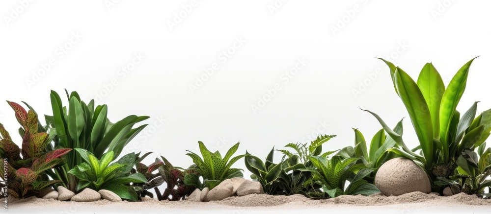 The isolated garden in the park had a beautiful white background with a ...