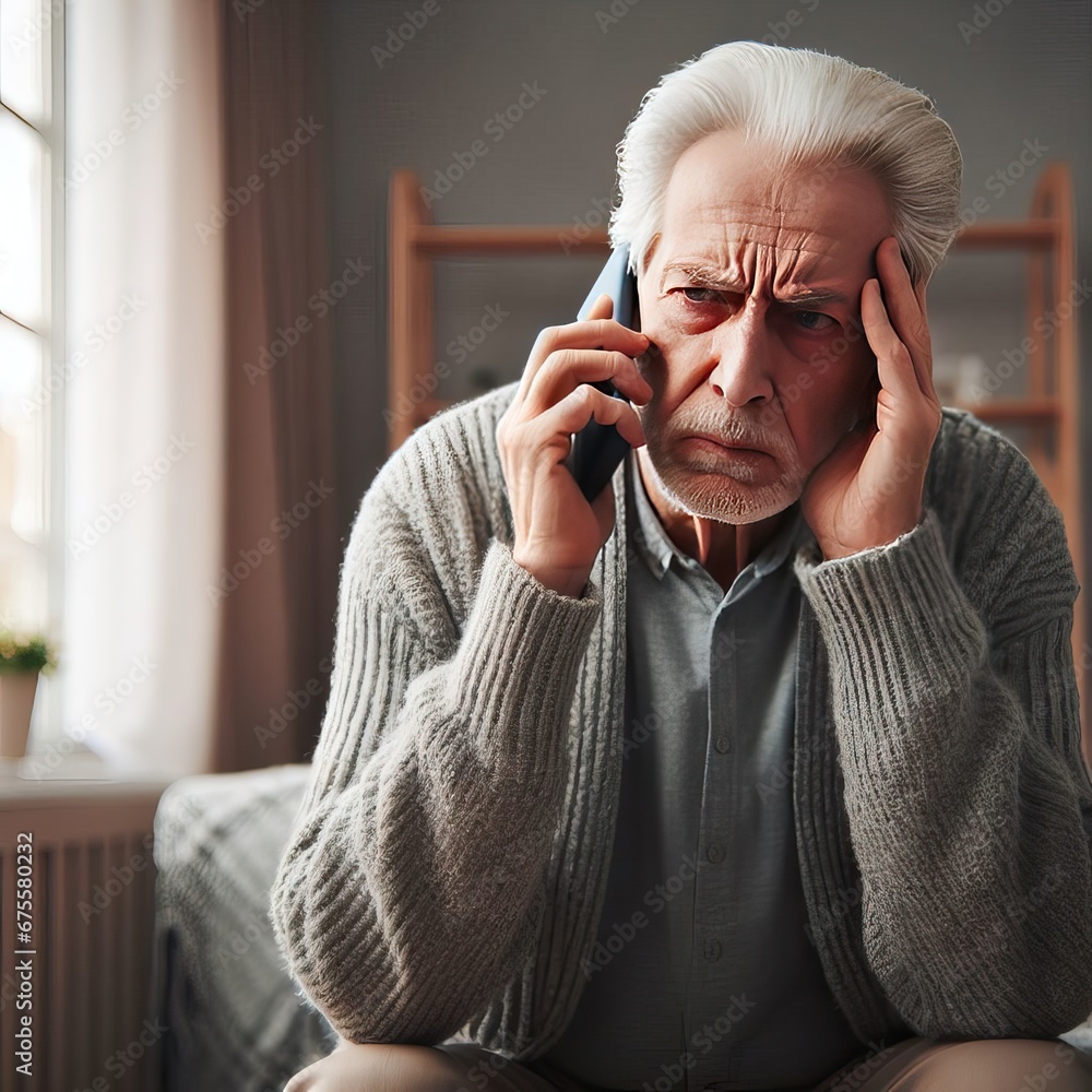 Angry old man complaining because he doesn't accept the conditions on ...