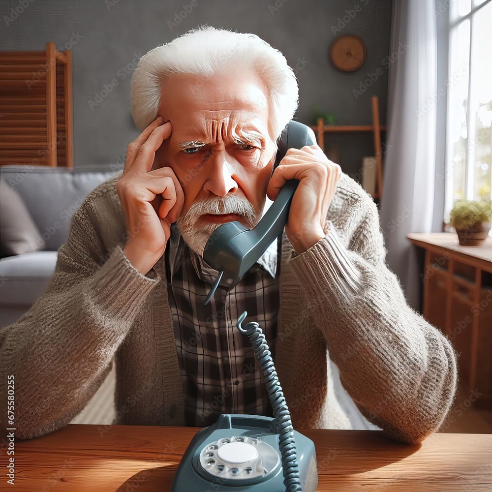 Angry old man complaining because he doesn't accept the conditions on ...