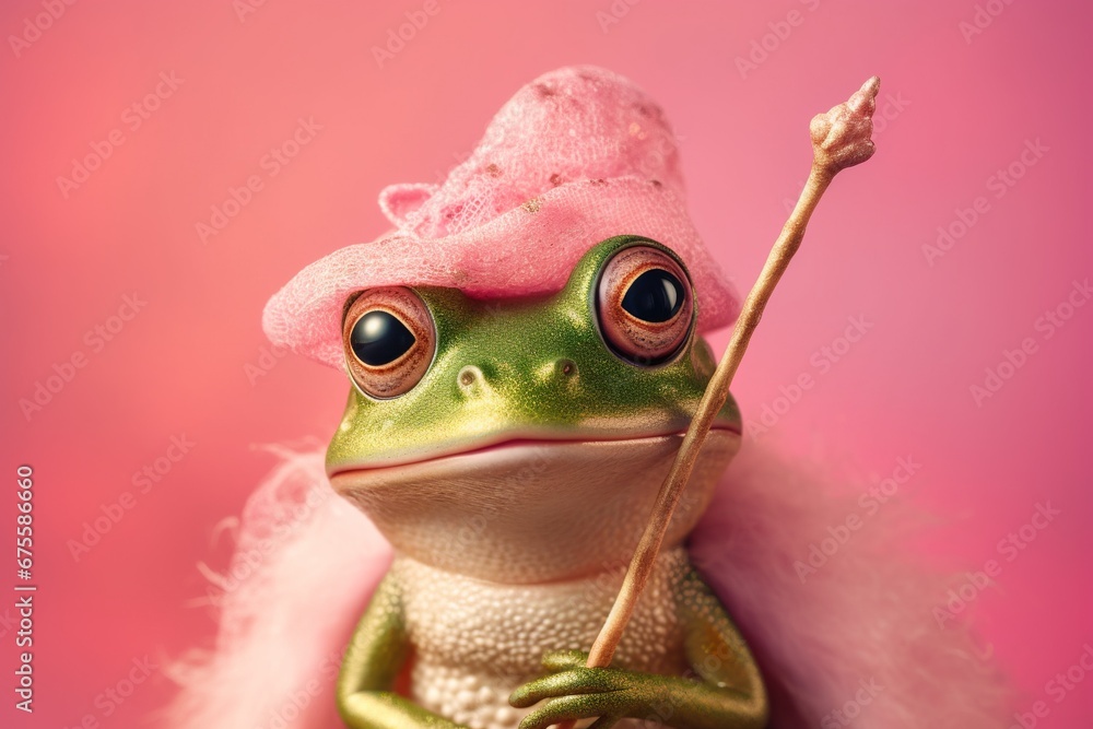 Cute frog dressed as a fairy with a magic wand Stock Illustration ...
