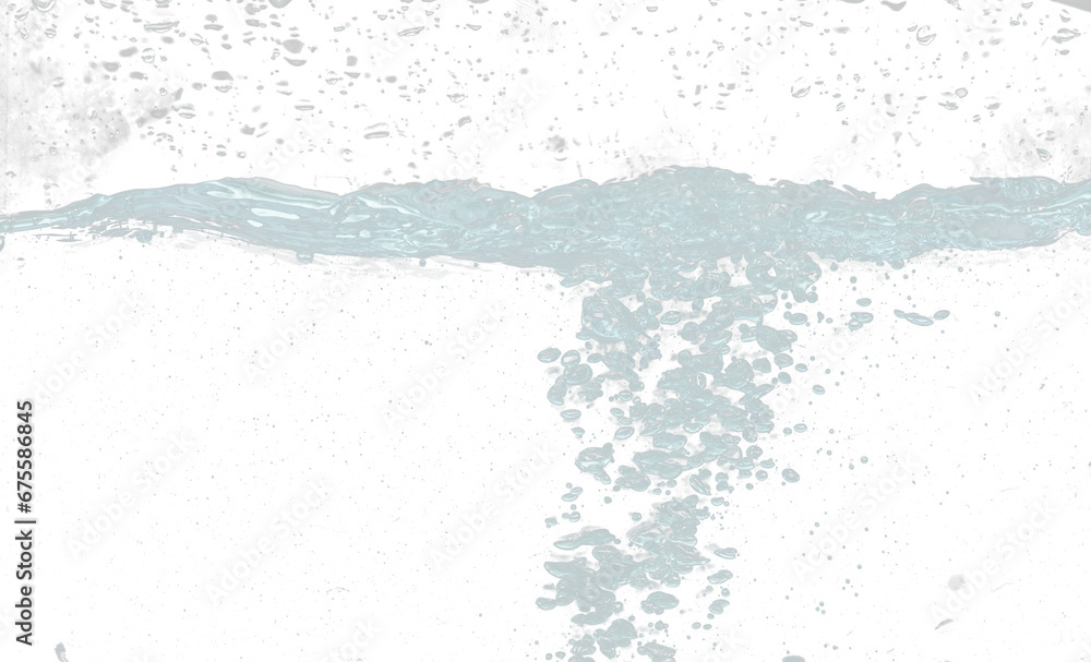 Ocean wave splash into surface underwater and many bubbles water ...