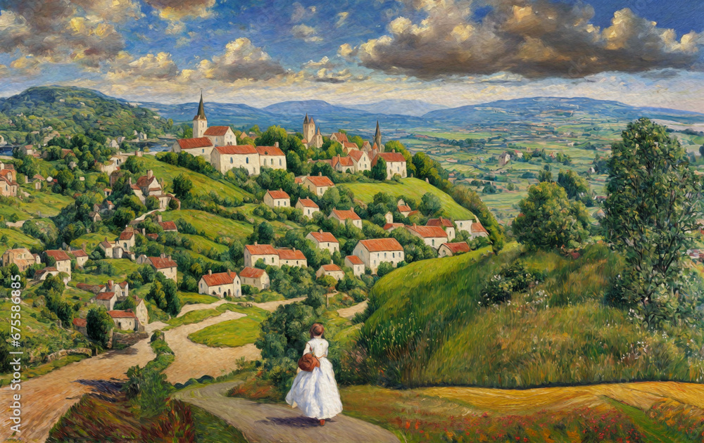 Scenery of a French village in the 1800s, Generative AI Stock ...