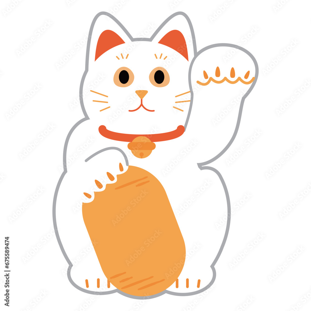 招き猫 シンプルなイラスト素材 Stock Vector | Adobe Stock