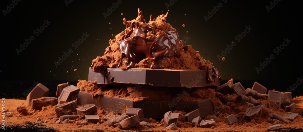 The dark brown background has a tantalizing texture resembling smooth ...