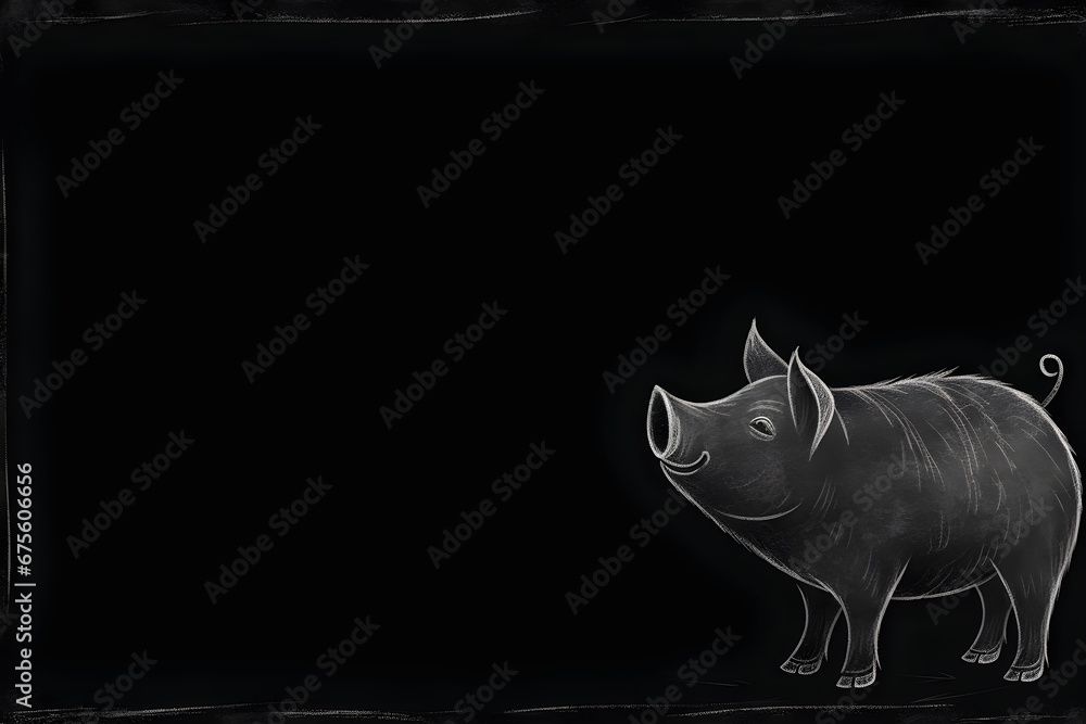 Pig chalk black board background vector,restaurants menu icon Stock ...