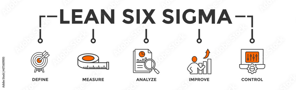 Lean six sigma banner web icon vector illustration concept for process ...