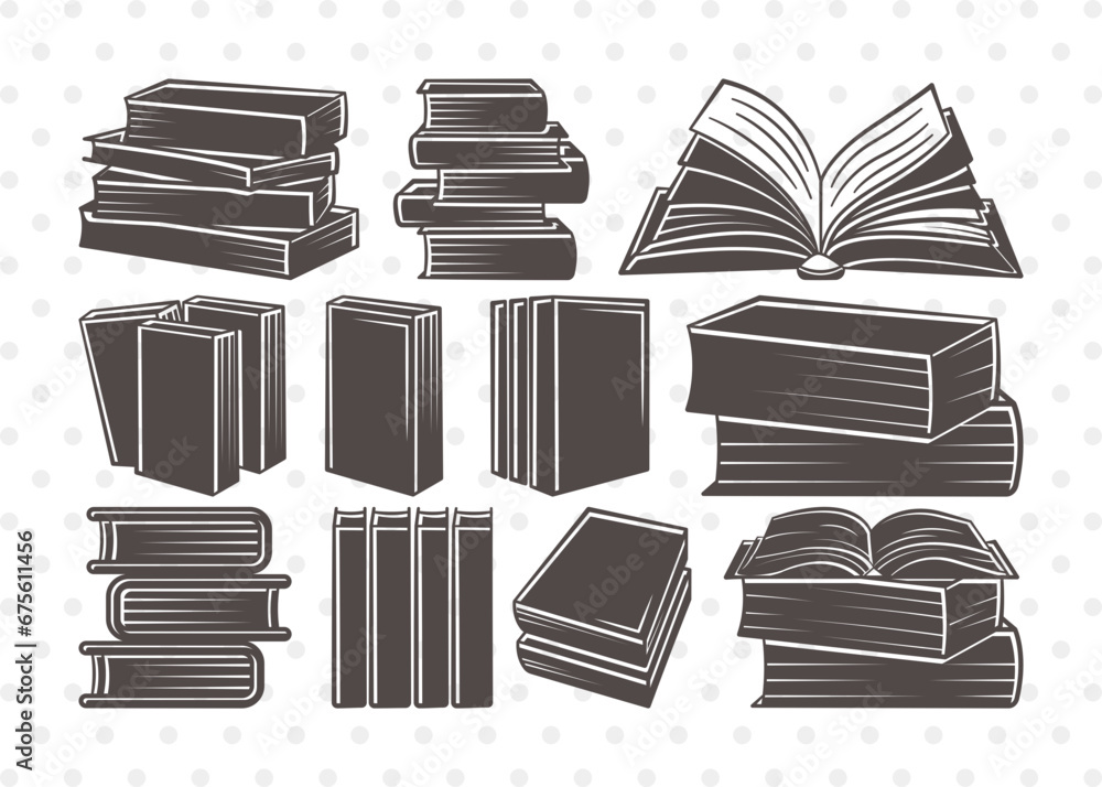 Book Clipart SVG Cut File | Book Club Svg | Stacked Books Svg | Open ...