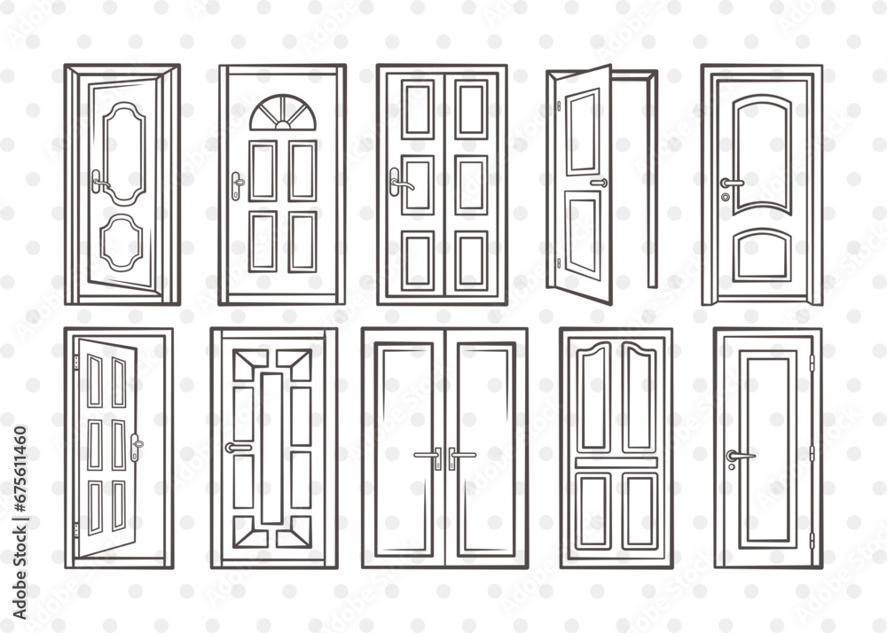 Vetor de Door Clipart SVG Cut File | Open Door Svg | Door Frame Svg ...