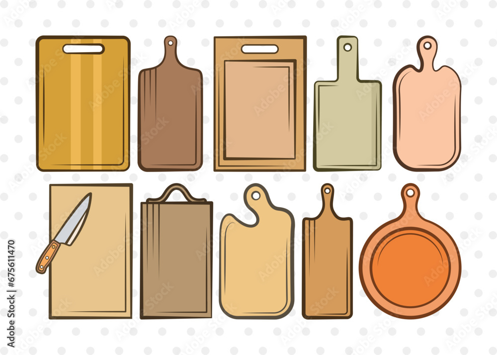 Cutting Board Clipart SVG Cut File | Kitchen Board Svg | Cutting Boards ...