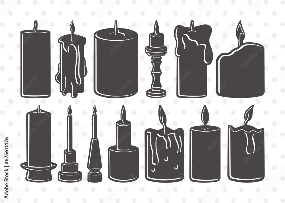 Burning Candle Clipart SVG Cut File | Birthday Candles Svg | Wax Candle ...