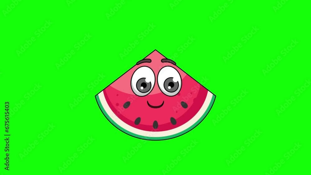 watermelon cartoon with a smiling face with heart eyes, emoji emoticon ...