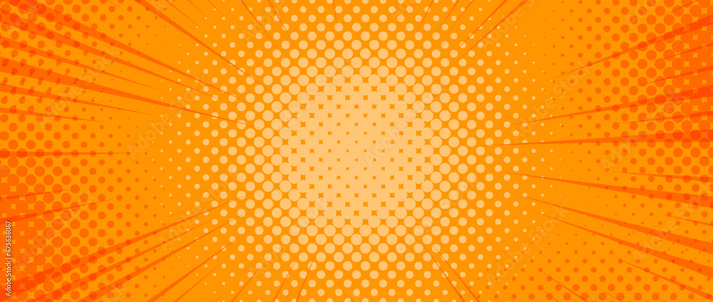 Orange Radial Dotted Comic Background Speed Lines Wallpaper With Pop