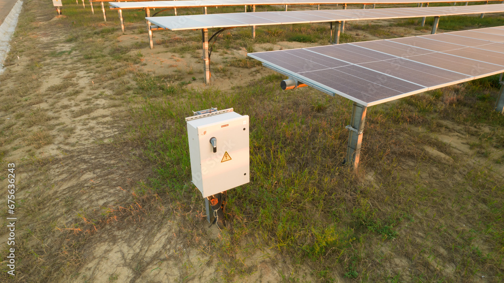 Smart combiner box or SCB in solar farm utility scale Stock Photo ...